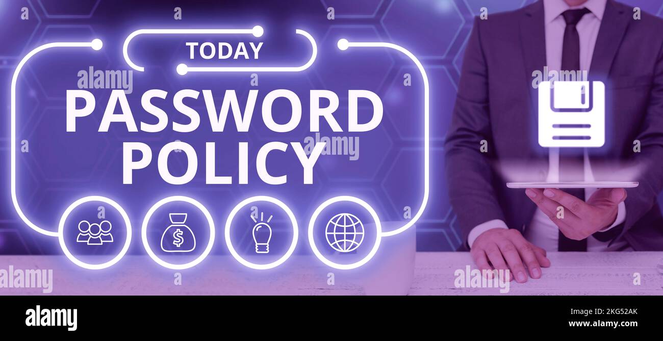 Text Caption Presenting Password Policy Word For First Line Of