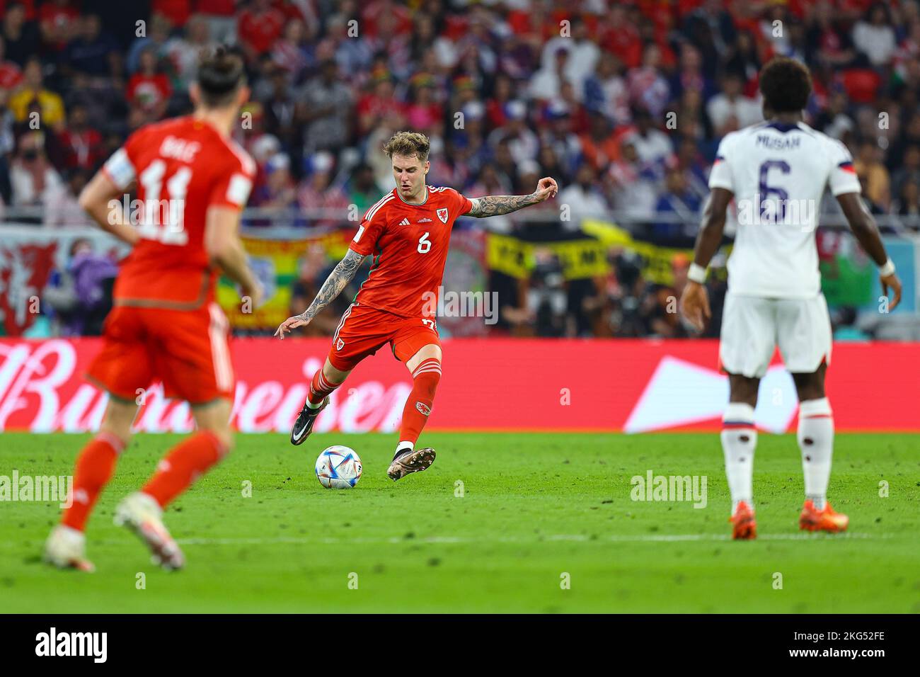 Joe Rodon during the FIFA World Cup Qatar 2022 Group B match between ...
