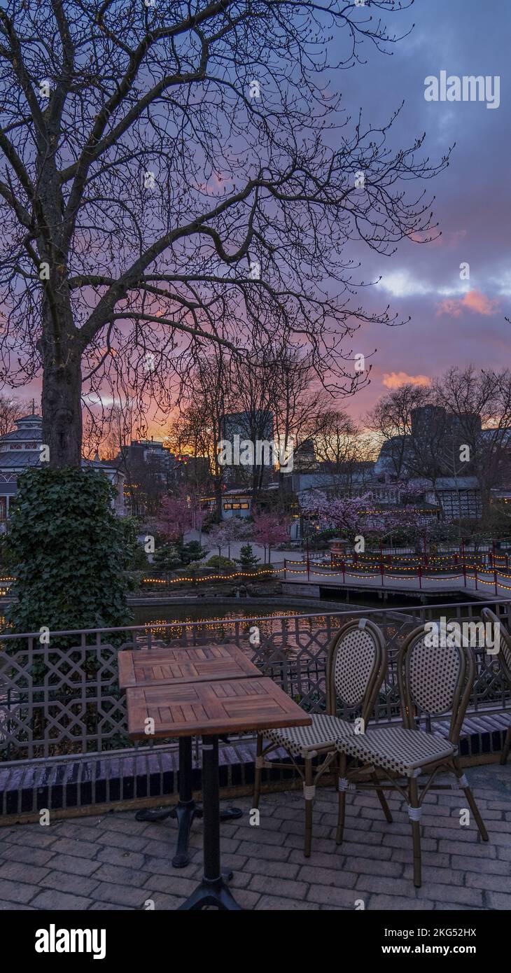 A vertical shot of the Tivoli Theme park. Copenhagen, Denmark Stock ...