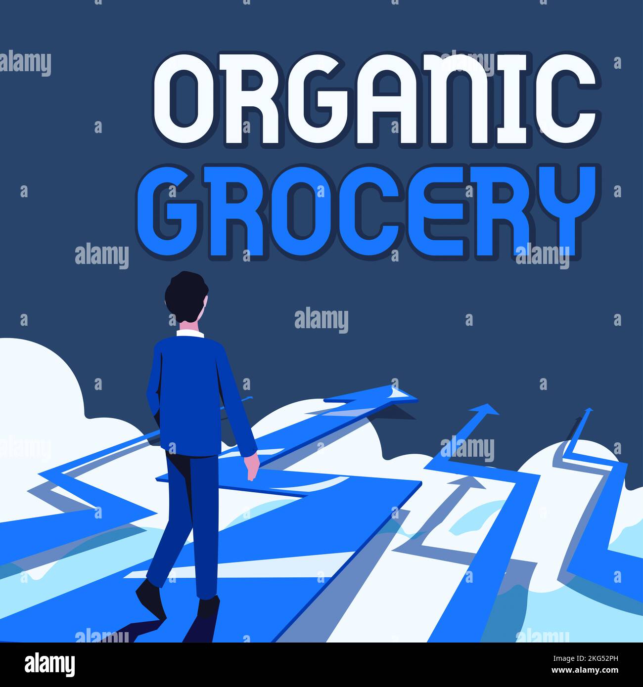Hand writing sign Organic Grocery. Business idea market with foods ...
