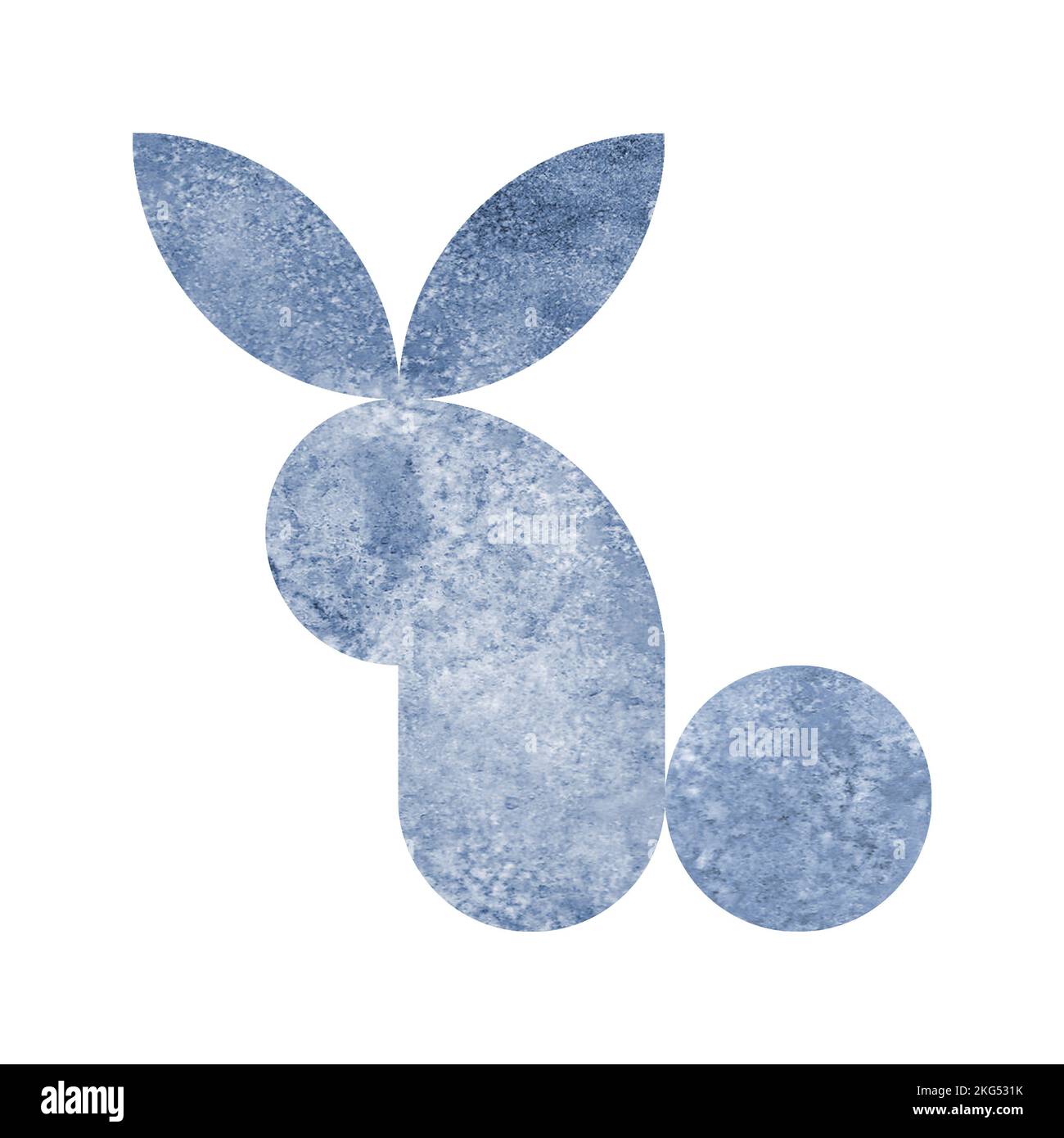 Watercolor navy blue rabbit silhouette isolated on white background ...