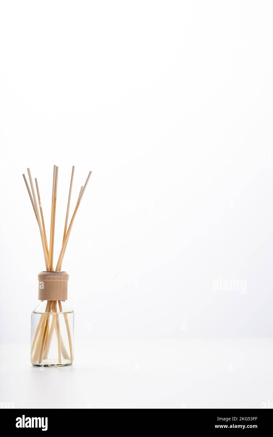 Reed air freshener on white background Stock Photo - Alamy