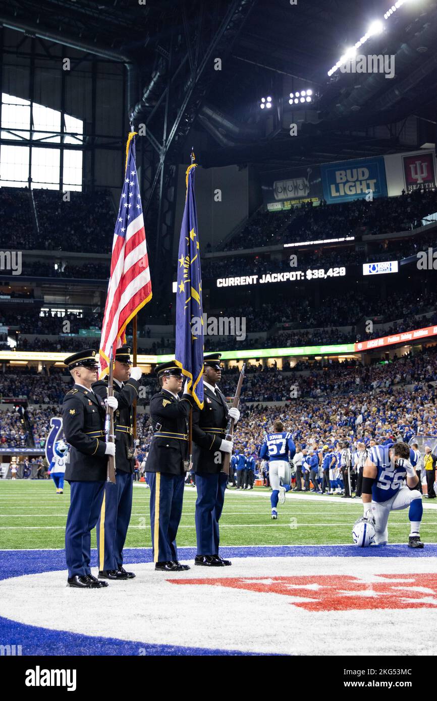 Indiana National Guard Color Guard present state and national flags ...