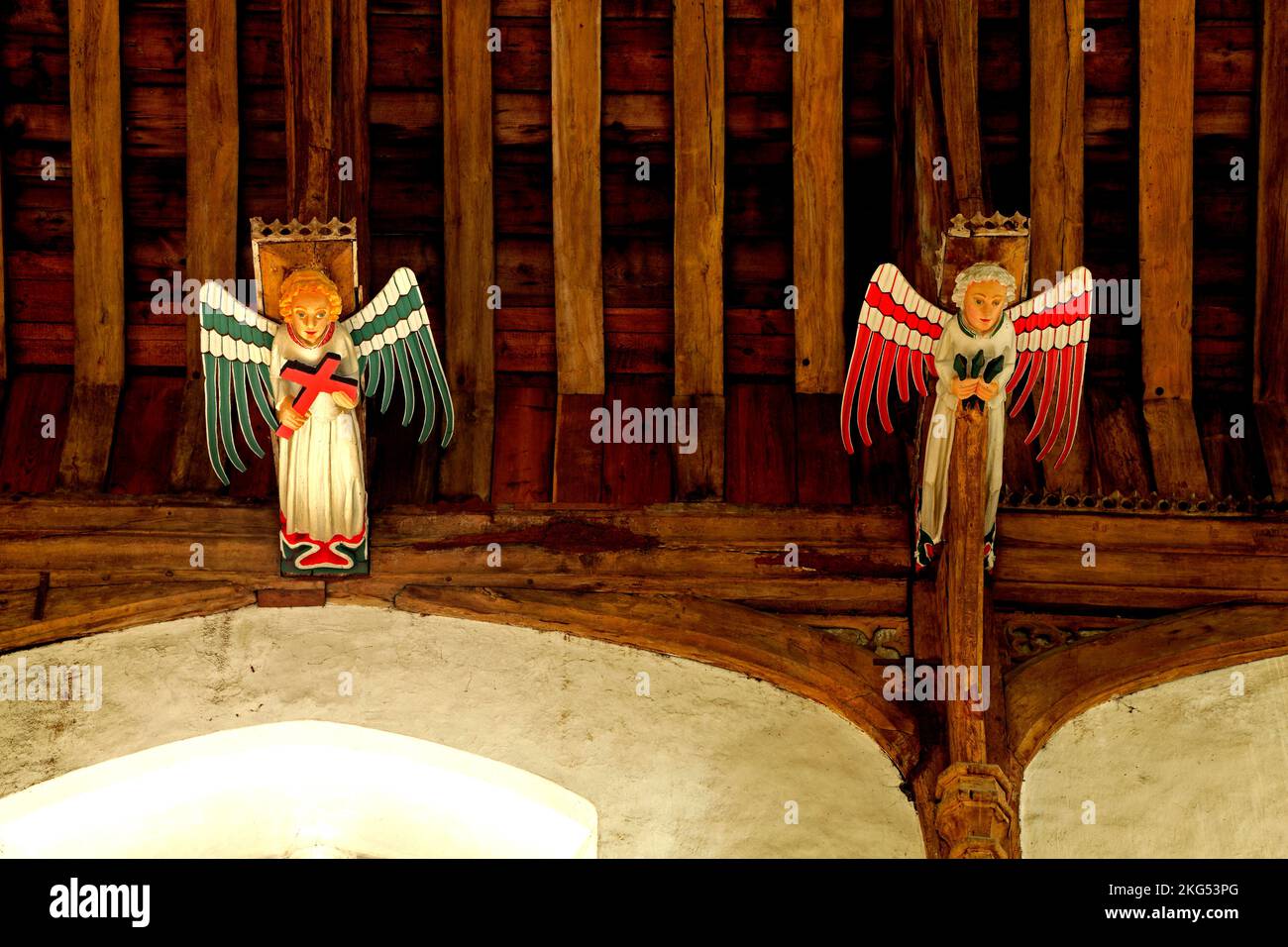 South Creake, 15th century hammerbeam roof, medieval, angel carvings ...