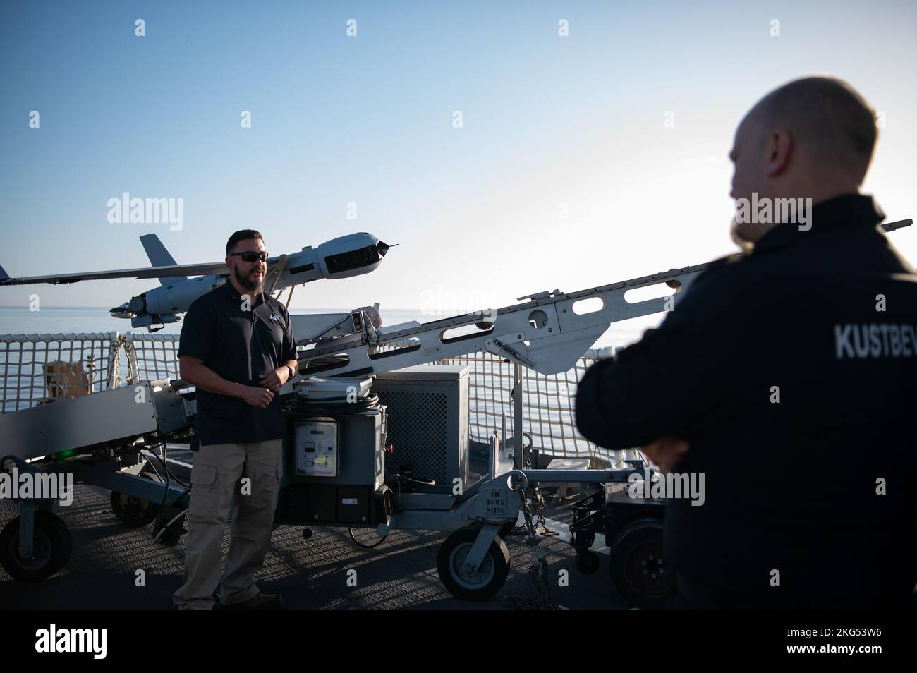 Angel Morice, a ScanEagle unmanned aircraft system (UAS) expert aboard ...