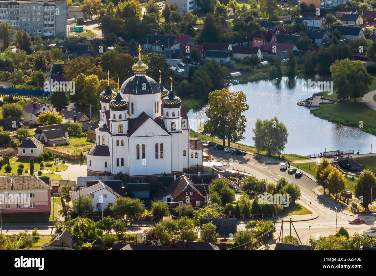 aerial view on baroque temple or catholic church in countryside Stock ...
