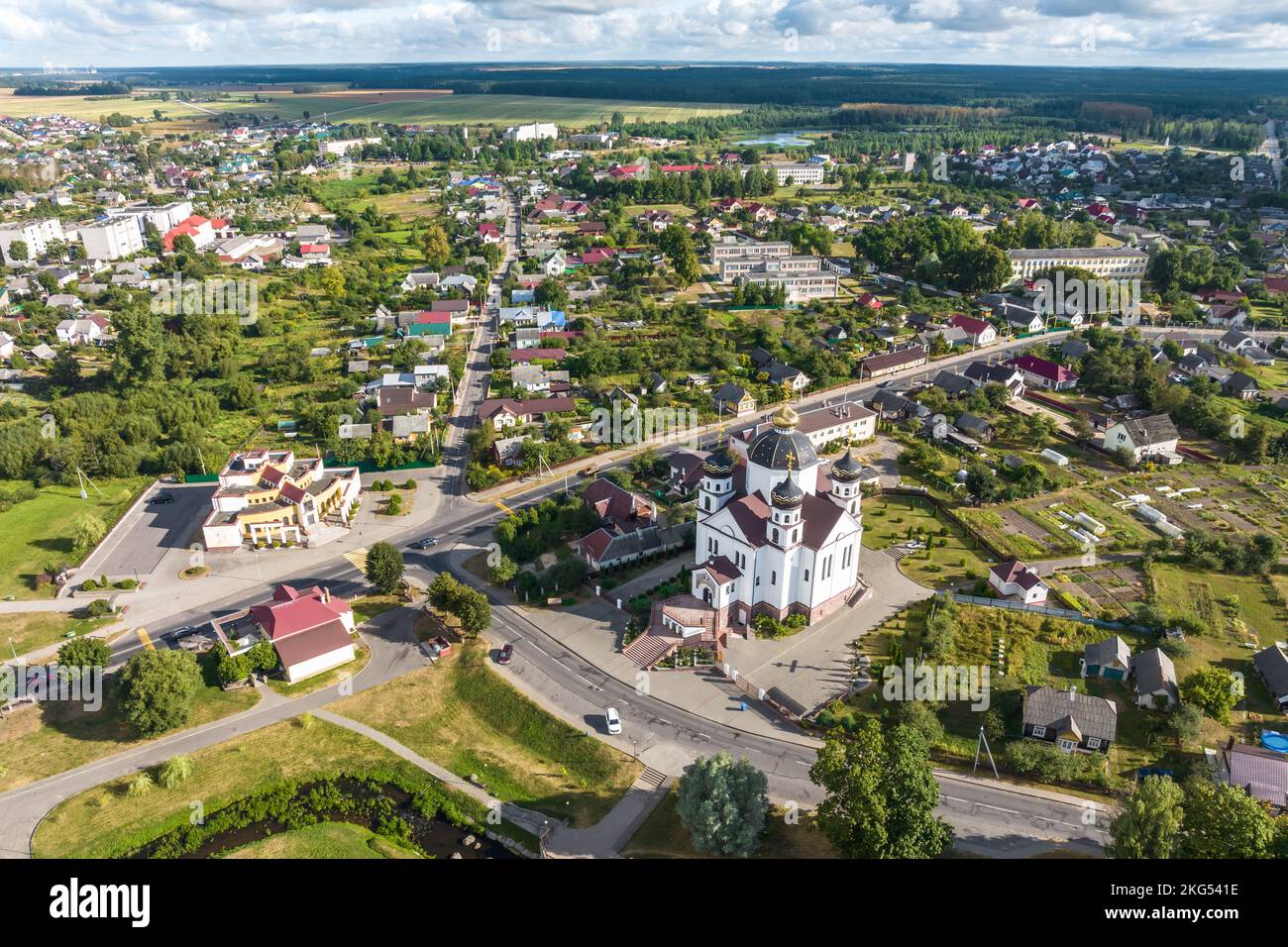 aerial view on baroque temple or catholic church in countryside Stock ...