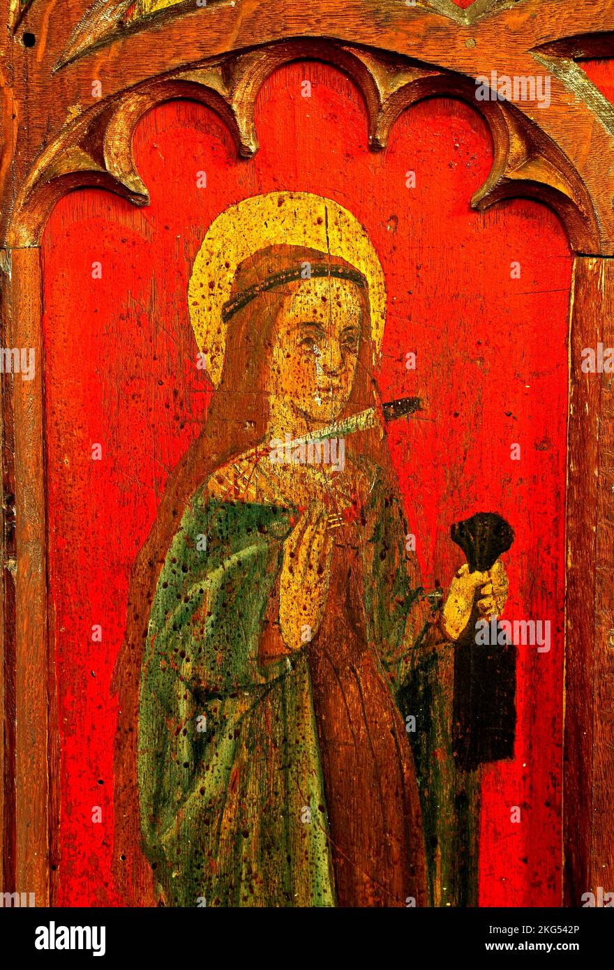 St. Agnes, rood screen painting, c.1500, North Tuddenham, Norfolk, with ...