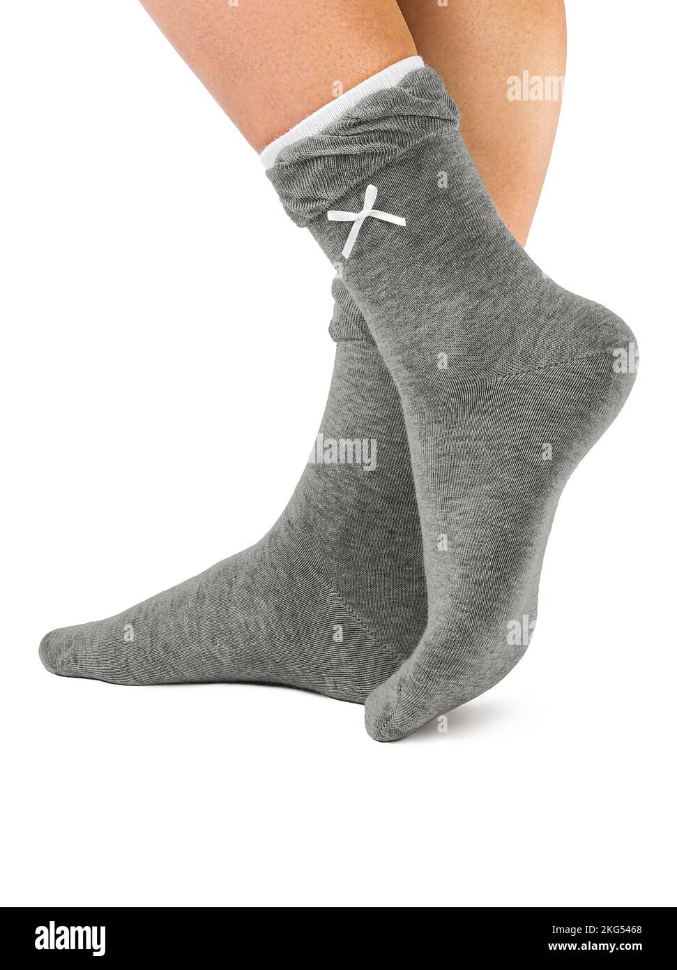 Side view of beautiful woman foot dressed in new nice and soft natural ...