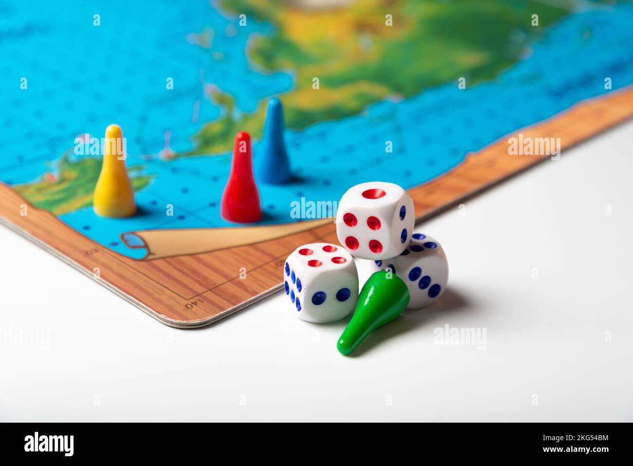 Cubes with numbers on the playing field of the board game Stock Photo ...