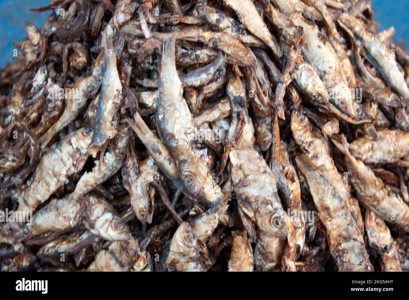 Cooked fish for sale; street market stall; Azove, Couffo, Benin Stock ...