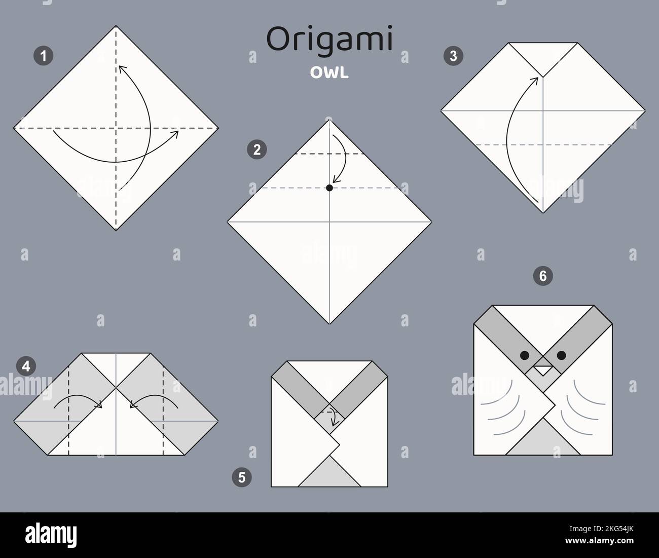 Origami tutorial. Origami scheme for kids. Owl Stock Vector Image & Art ...