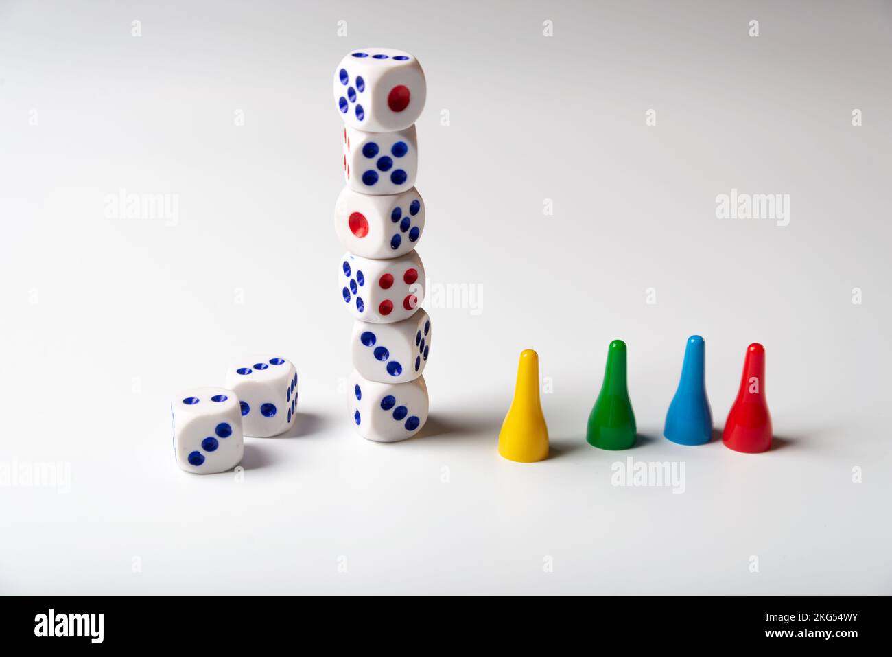 cubes with numbers board games and figures for games Stock Photo - Alamy