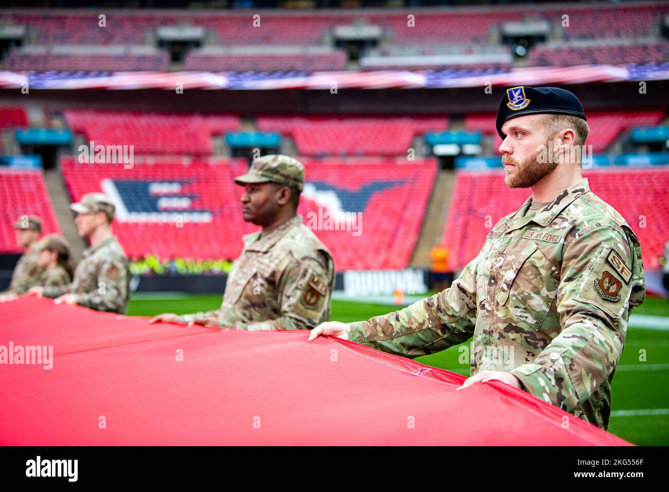 Airmen from the 501st Combat Support Wing rehearse unveiling an ...
