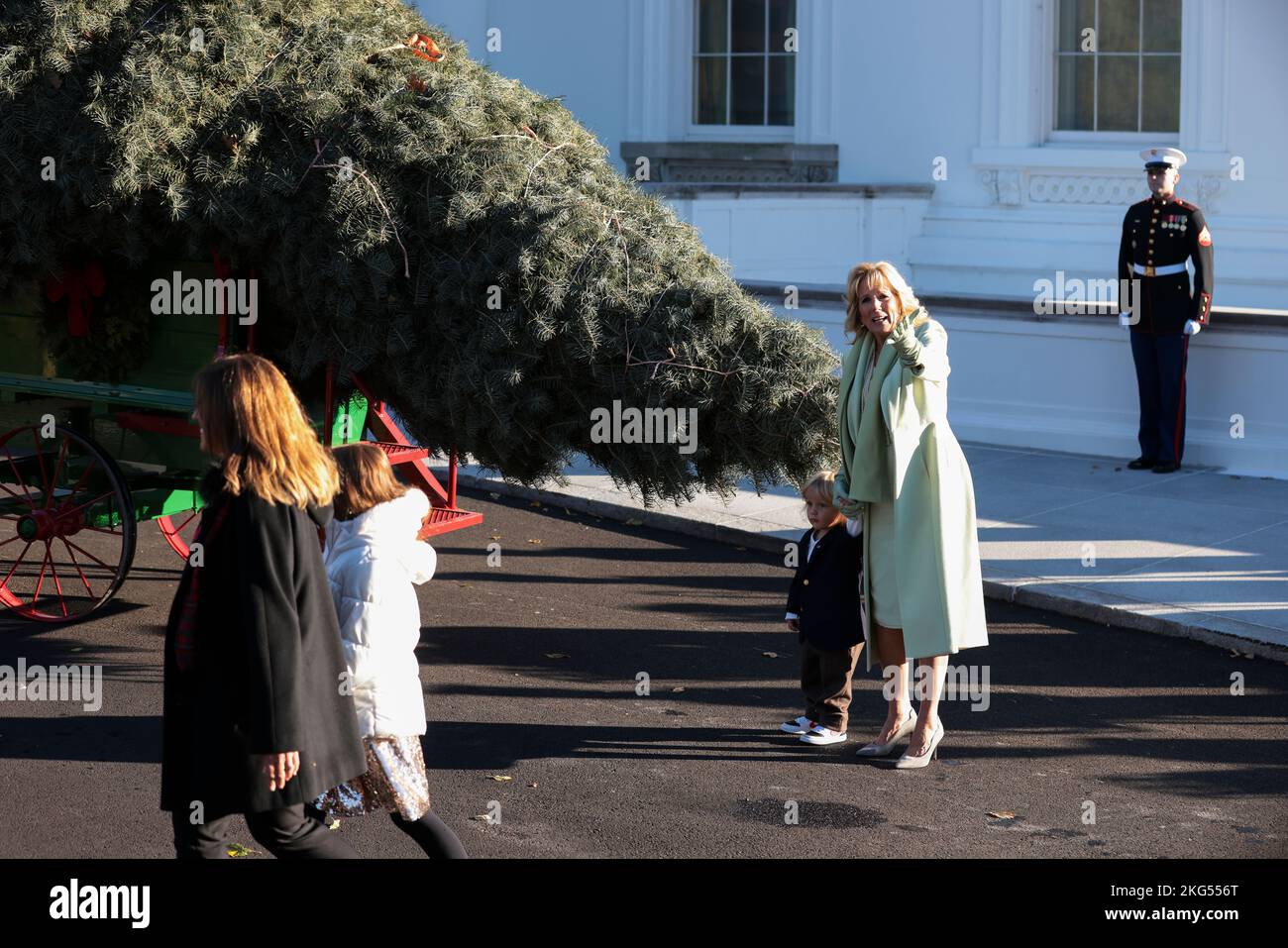 First Lady Jill Biden arrives during the arrival of the White House ...