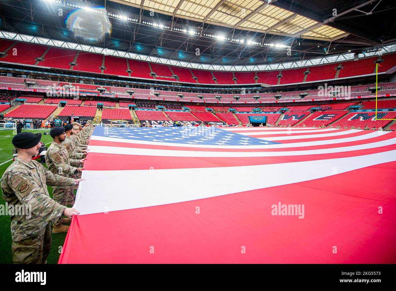 Airmen from the 501st Combat Support Wing rehearse unveiling an ...