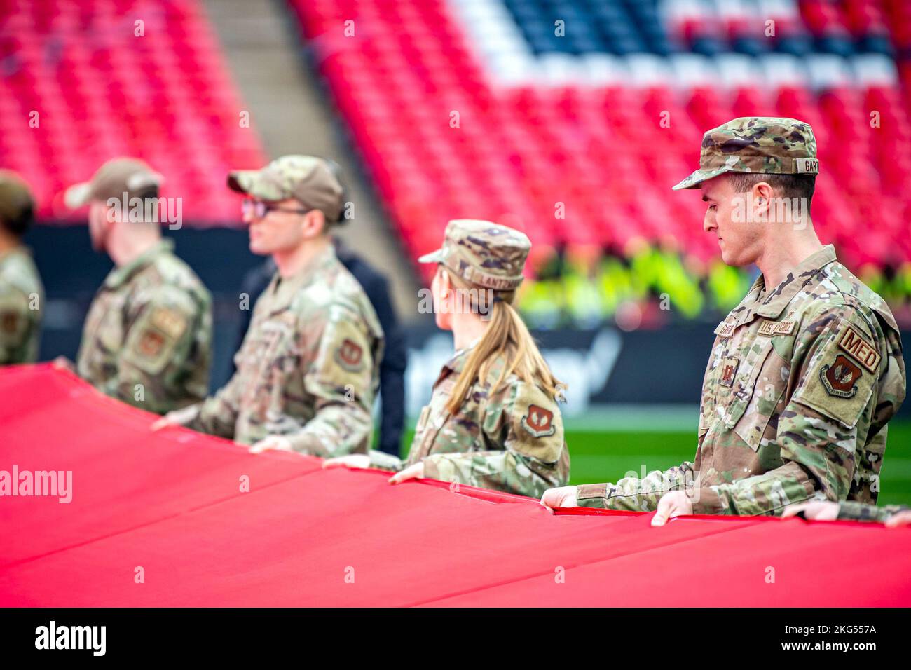 Airmen from the 501st Combat Support Wing rehearse unveiling an ...