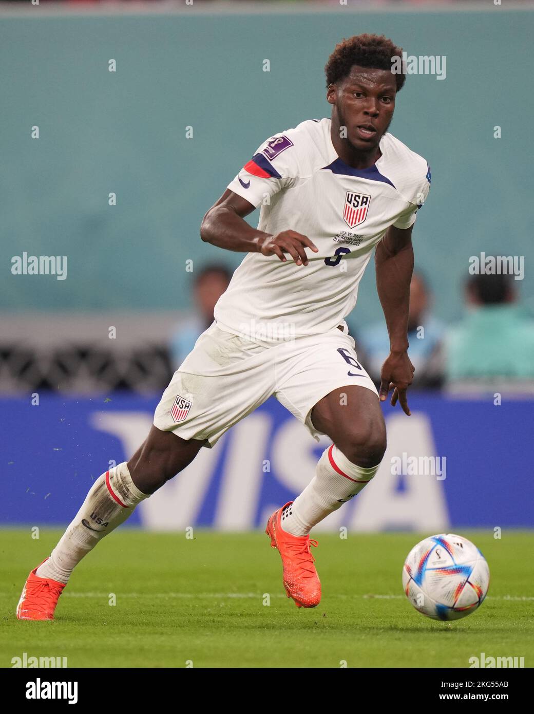 Yunus Musah of USA during the Qatar 2022 World Cup match, group B, date 1, between USA and Wales ...