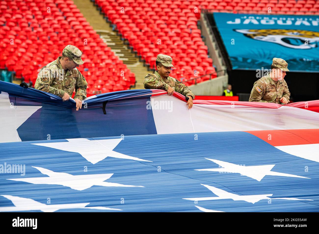 Airmen from the 501st Combat Support Wing pull together an American ...