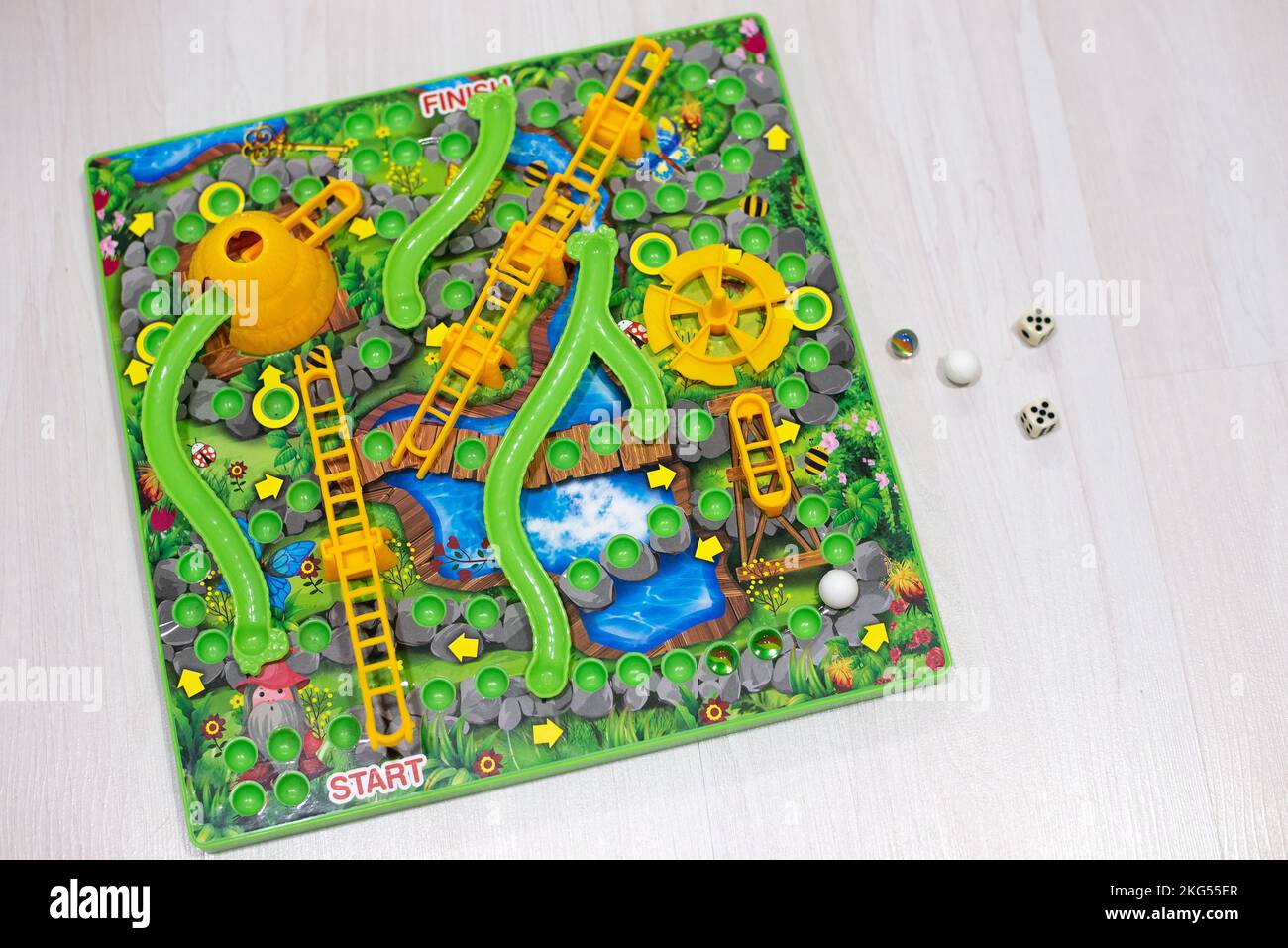 Board game with number cubes on white background no people Stock Photo ...