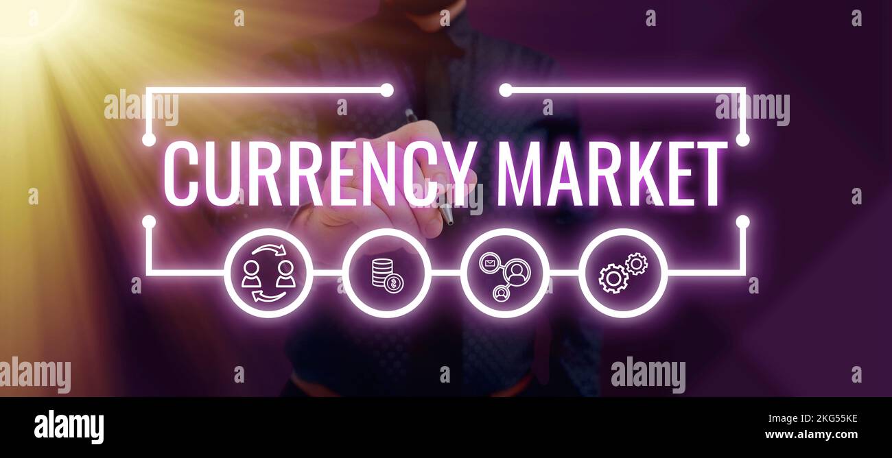Hand writing sign Currency Market, Word for over the counter market for ...