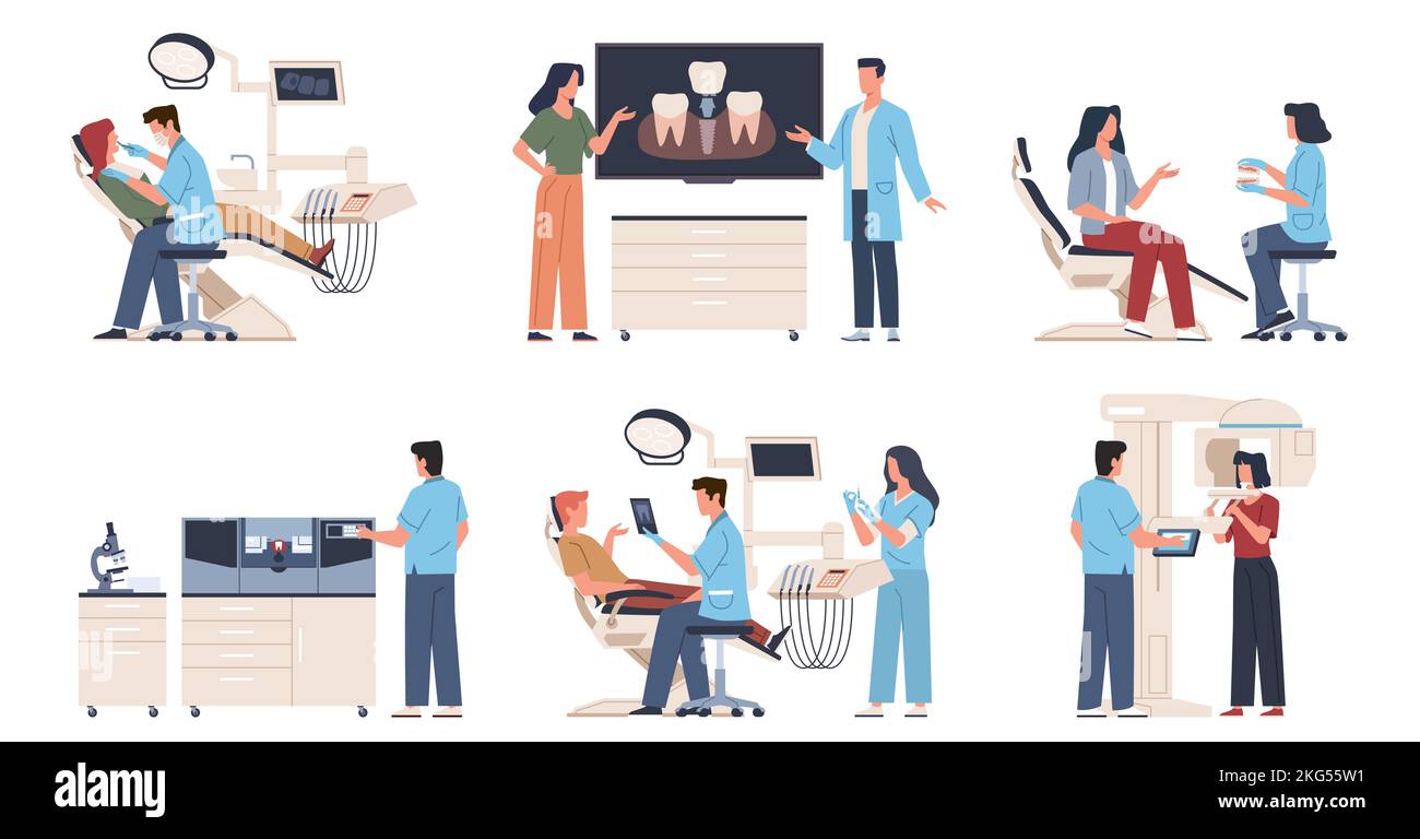 Dentist with patient. Modern dentistry, people at doctors appointment ...