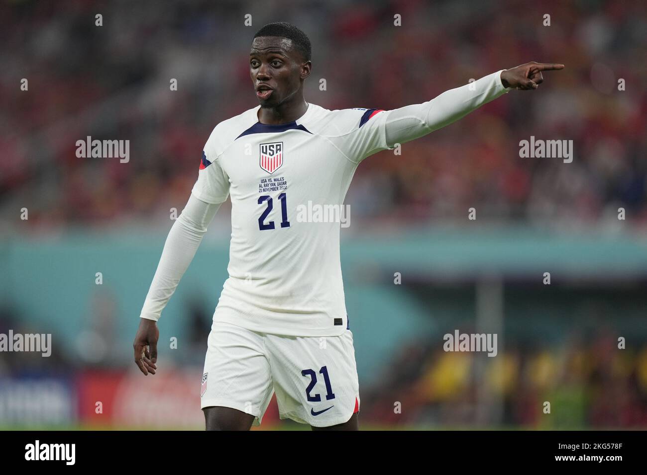 Timothy Weah of USA during the Qatar 2022 World Cup match, group B ...