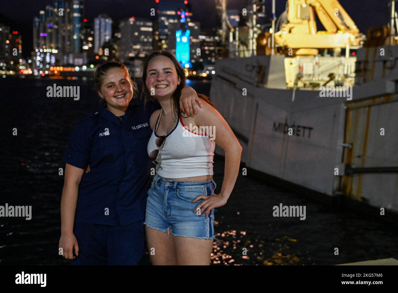 Petty Officer 3rd Class Shasta Peters meets up with a friend after U.S ...