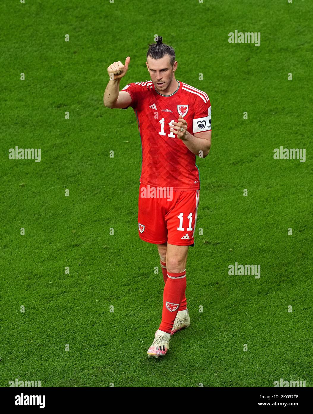 Wales' Gareth Bale acknowledges the fans after the FIFA World Cup Group ...