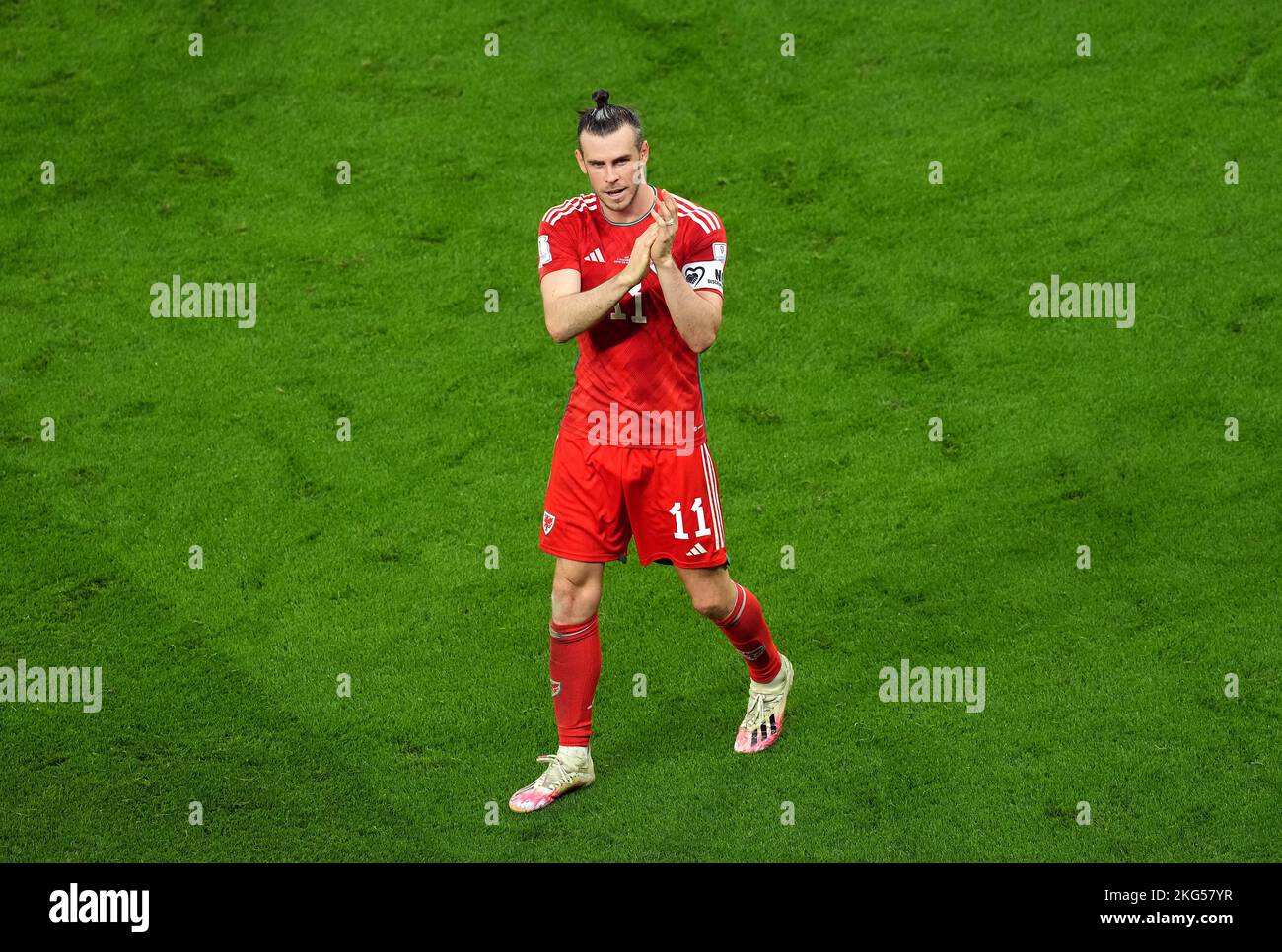 Wales' Gareth Bale acknowledges the fans after the FIFA World Cup Group ...