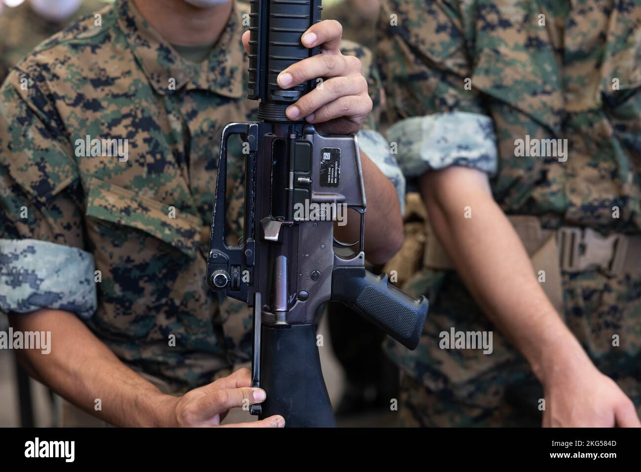 A U.S. Marine Corps recruit with Bravo Company, 1st Recruit Training ...
