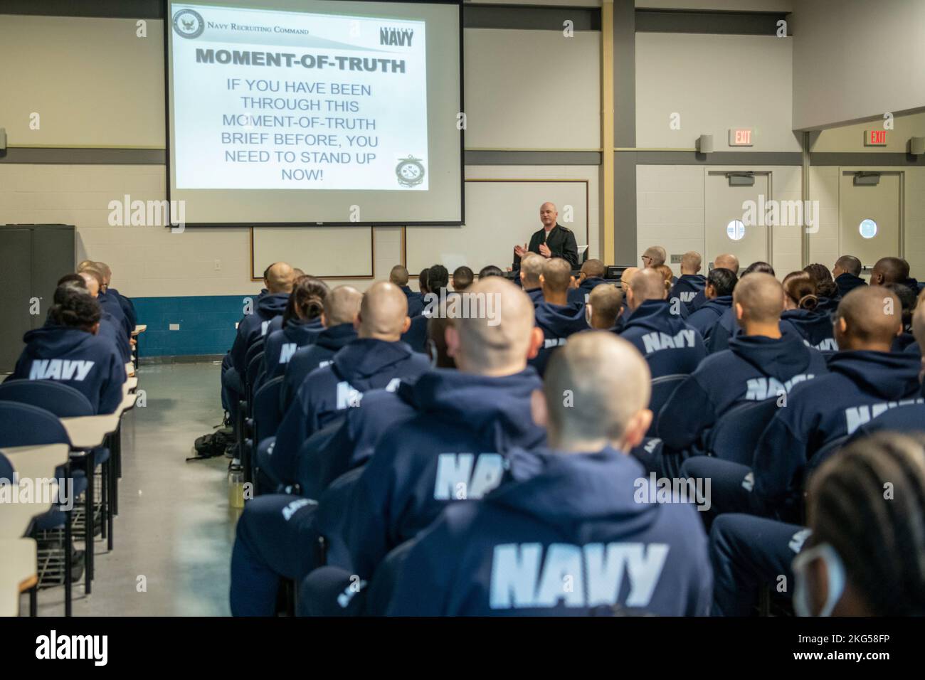 Recruits attend the Moment of Truth briefing at Recruit Training ...