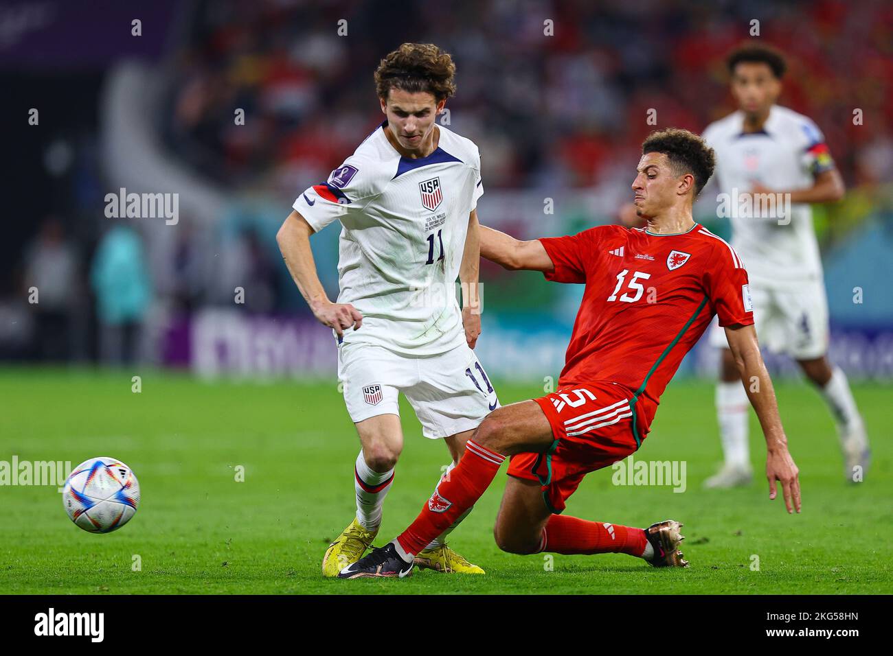 Brenden Aaronson, Ethan Ampadu during the FIFA World Cup Qatar 2022 ...