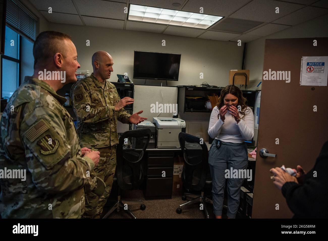 U.S. Air Force Col. Derek Salmi, left, 60th Air Mobility Wing commander ...