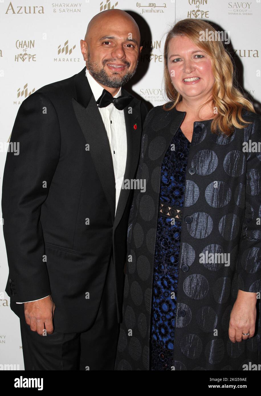 London, UK. Savid Javid and Laura King at the Chain of Hope Gala 2022 ...
