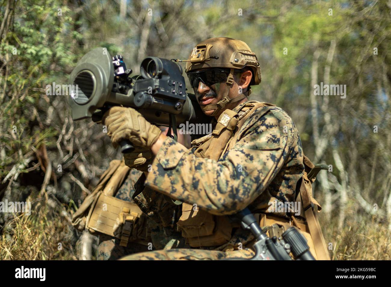 U.S. Marine Corps Cpl. Damyon Knerr, a combat engineer with 3d Littoral ...