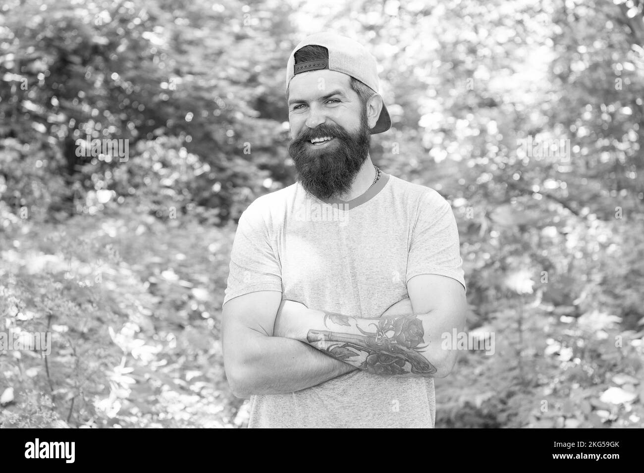 Caucasian hiker man beard Black and White Stock Photos & Images - Alamy