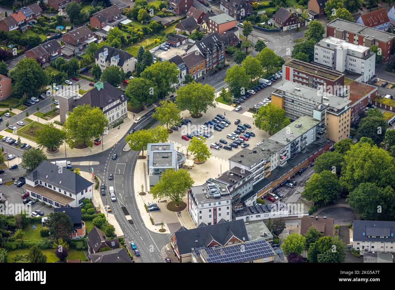 Aerial view, Heessen market, Heessen, Hamm, Ruhr area, North Rhine ...