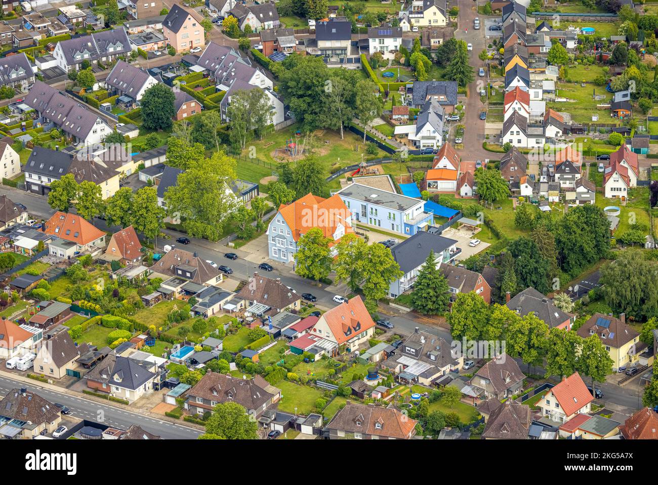 Aerial view, living St. Rochus day care and service, DRK kindergarten ...