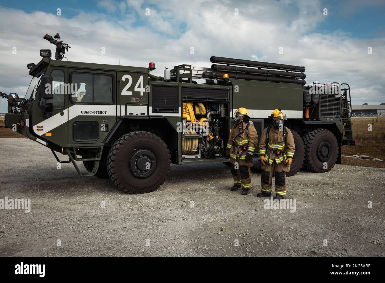 Aircraft rescue and firefighting Marines with Headquarters and ...