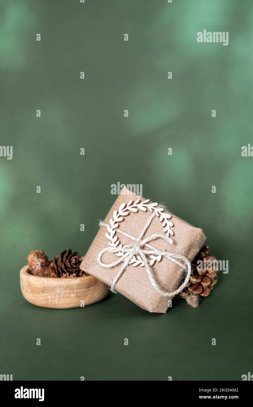 Christmas and zero waste, eco friendly packaging. wrapped gifts in ...