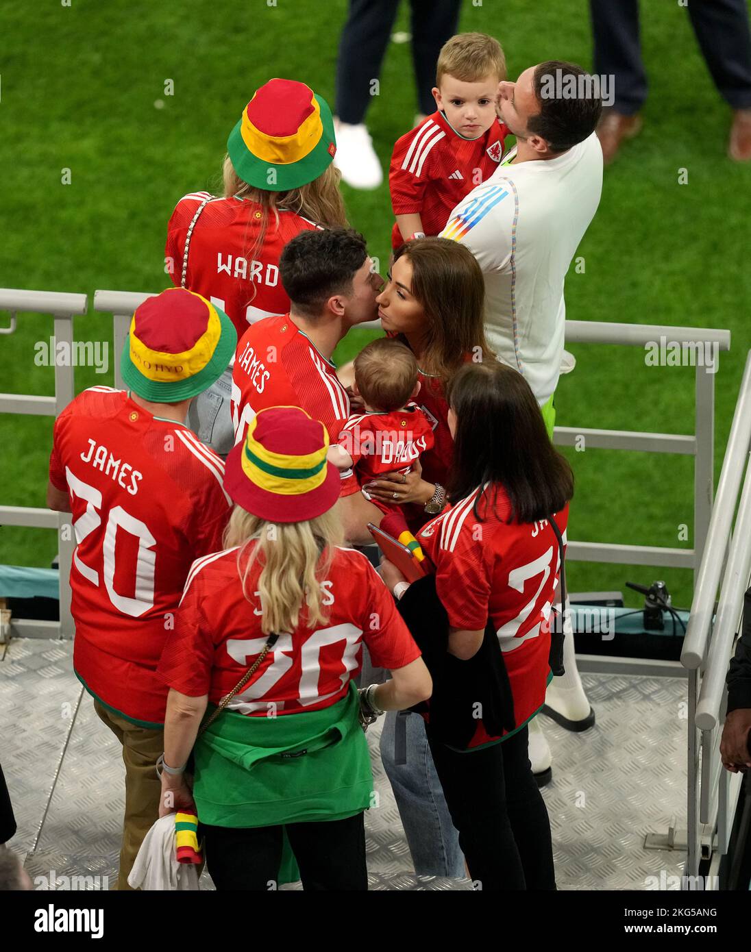 Wales' Daniel James with girlfriend Ria Hughes and son Layke after the ...