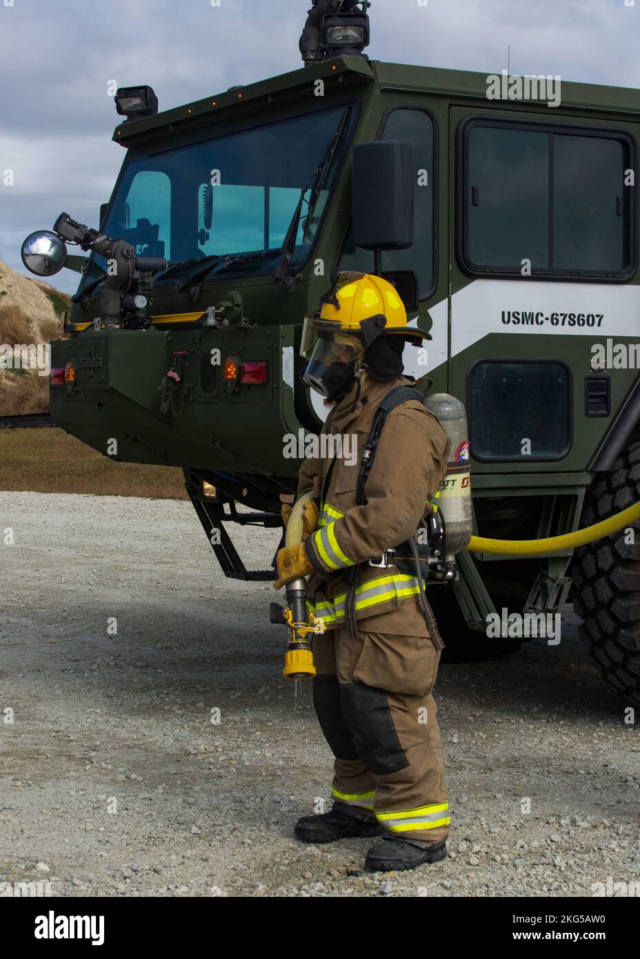 An aircraft rescue and firefighting Marine with Headquarters and ...