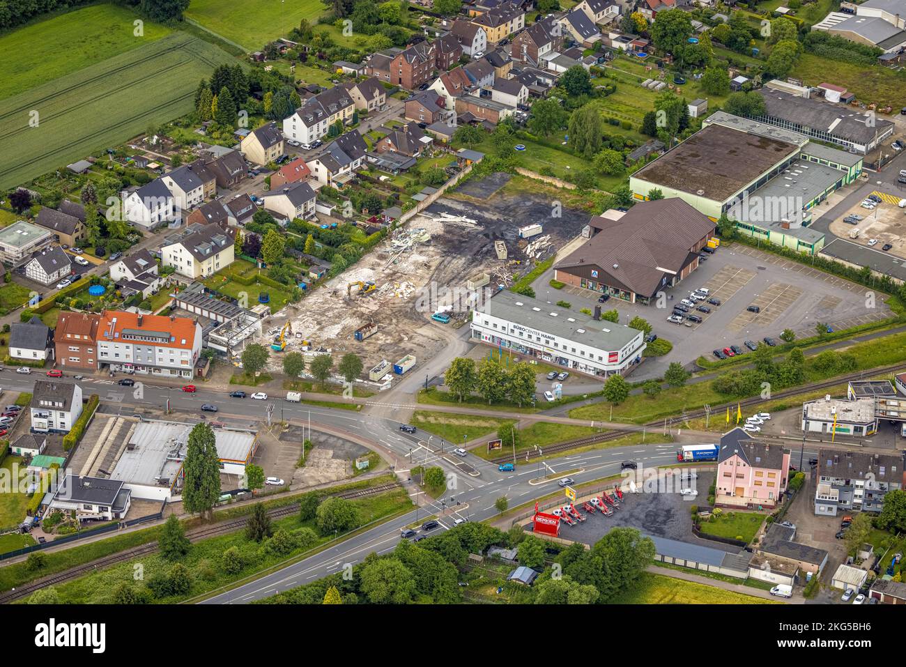 Aerial view, Lidl construction site Werler Straße on the site of the ...