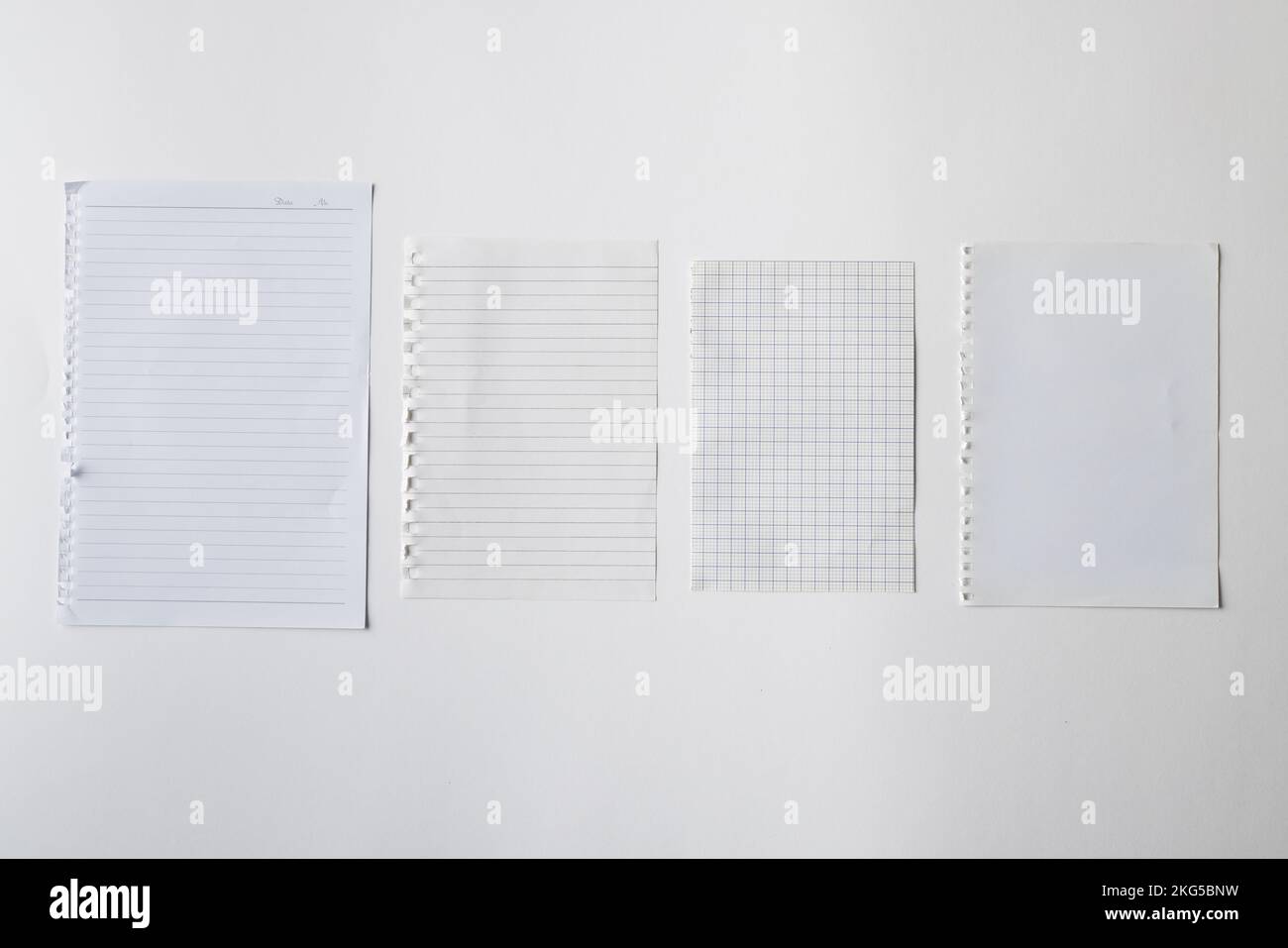 White pieces of notebook with copy space on white background Stock ...