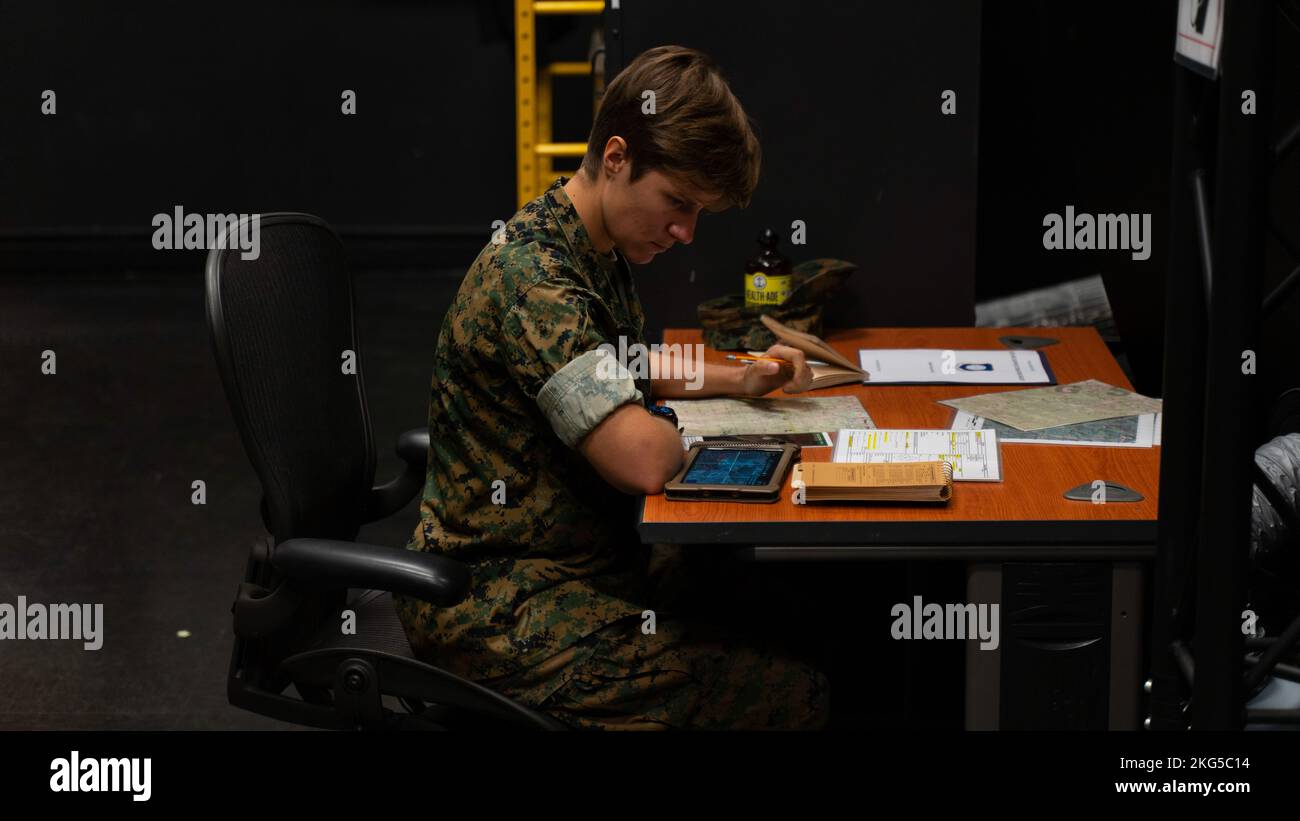 U.S. Marine Corps Capt. Emilee Johnson, an assistant air officer with ...