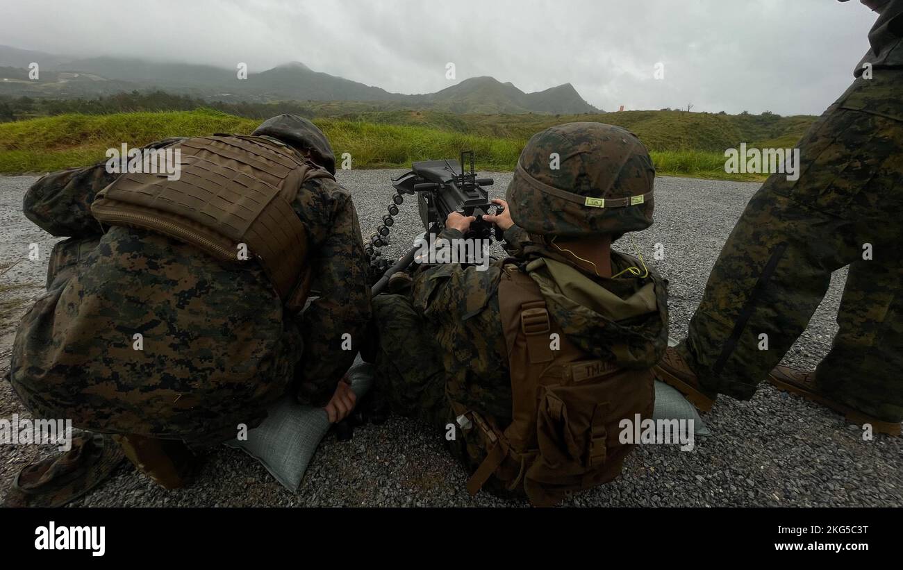 U.S. Marines with 3d Battalion, 3d Marines fire a MK19 automatic ...