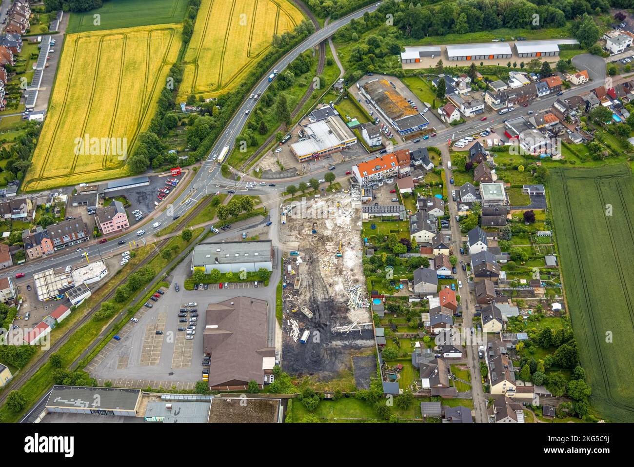 Aerial view, Lidl construction site Werler Straße on the site of the ...