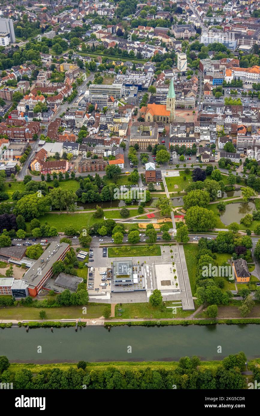 Aerial view, new water sports center at the Adenauerallee as well as ...