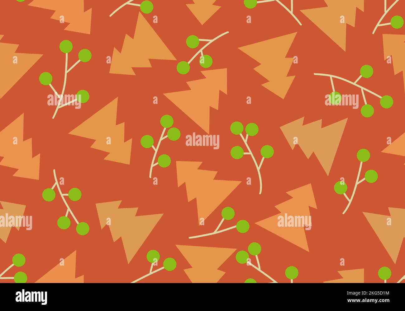 Winter Christmas tree seamless berries branches pattern for wrapping ...